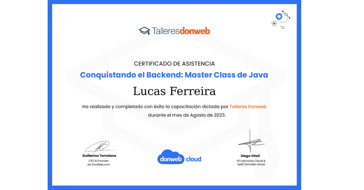 ¡Tengo mi certificado del taller Conquistando el Backend: Master Class ...